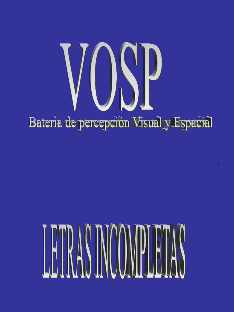 VOSP - Bateria de Percepcion Visual y Espacial | PDF