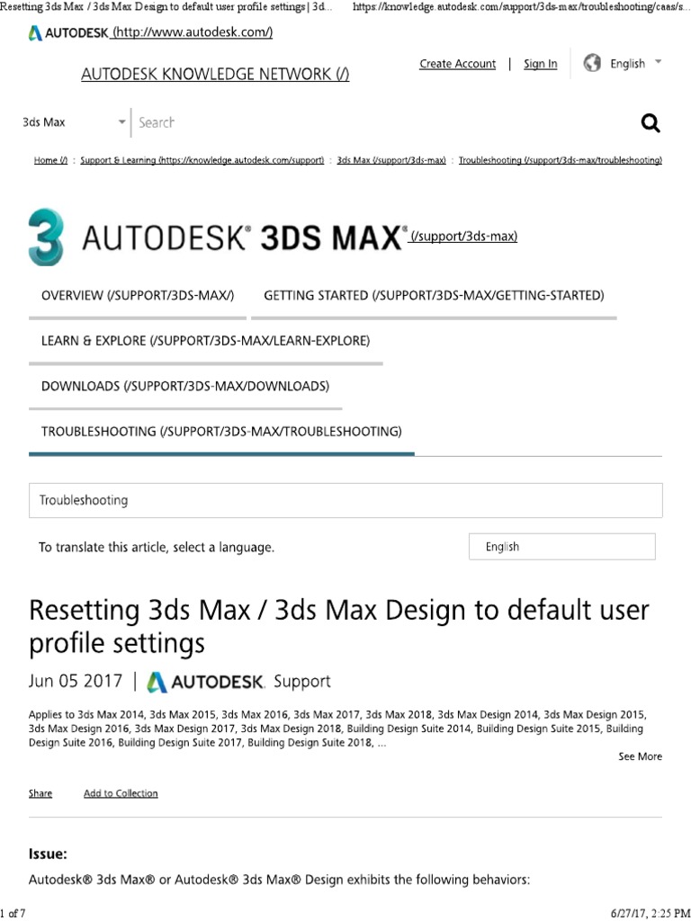 Reset 3ds Max to Default Settings | PDF