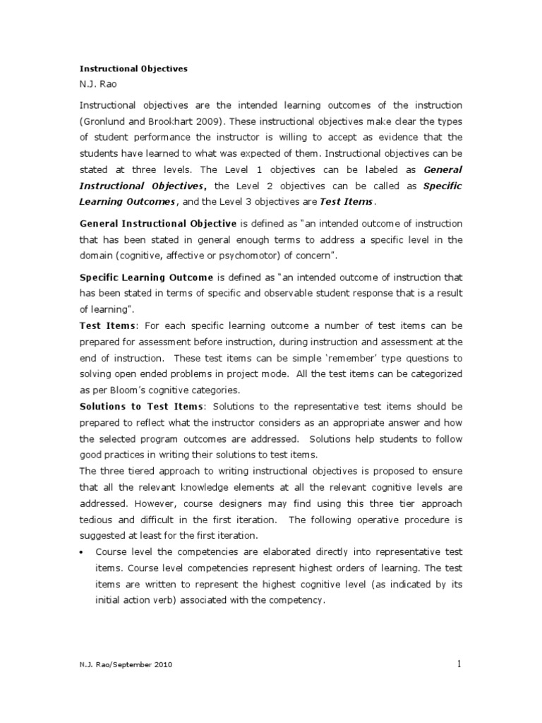 Three-Tiered Instructional Objectives Guide | PDF | Information System ...