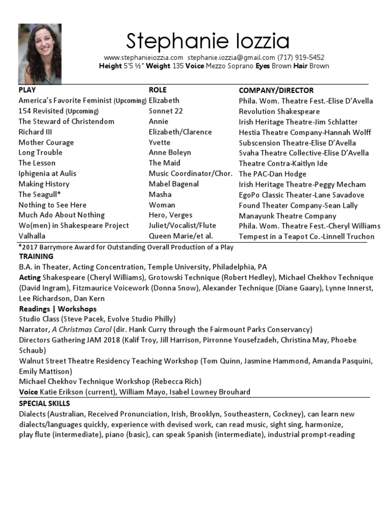 Stephanie Iozzia Resume | PDF | Plays