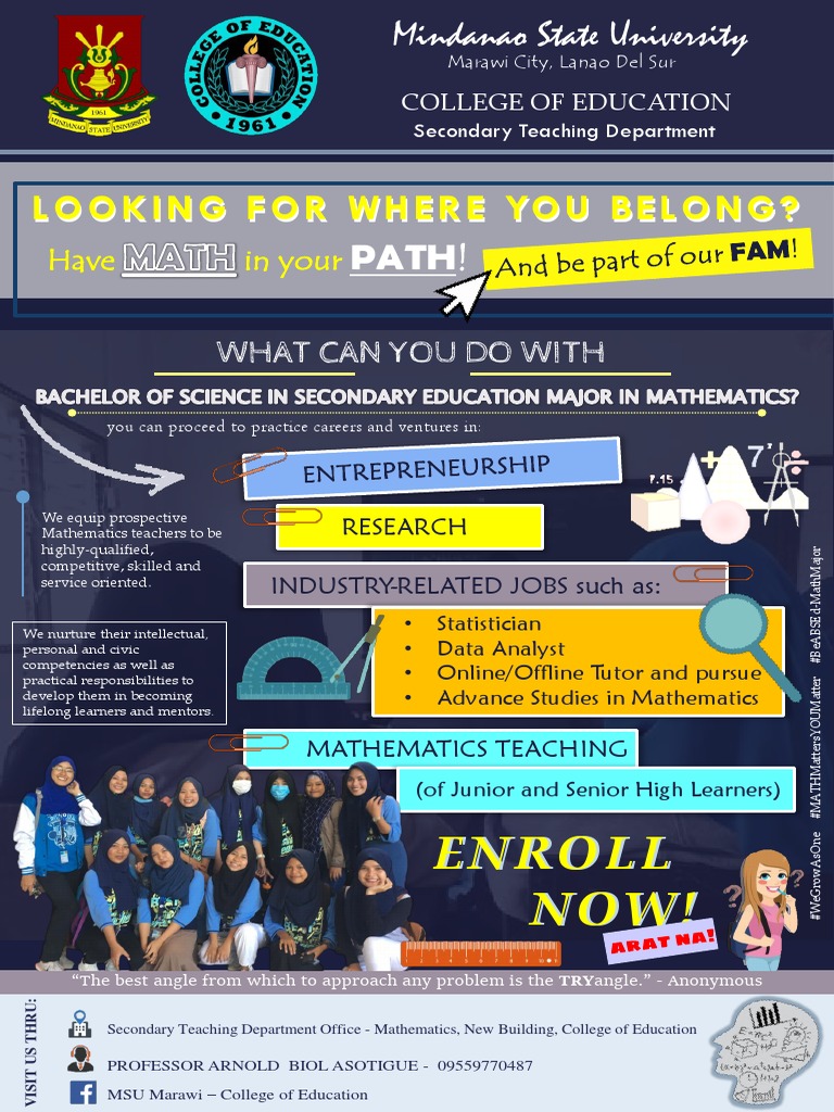 BSED in Mathematics: Enroll Now! | PDF | Career & Growth