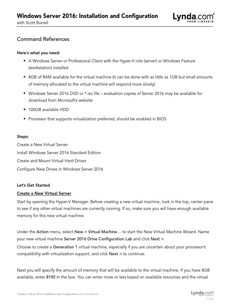 Windows Server 2016 Installation Guide | PDF | Hyper V | Microsoft Windows