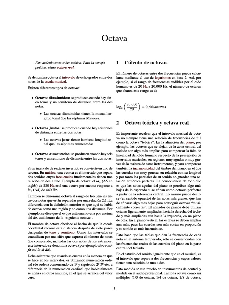 Octava | PDF | Notación | Composiciones Musicales