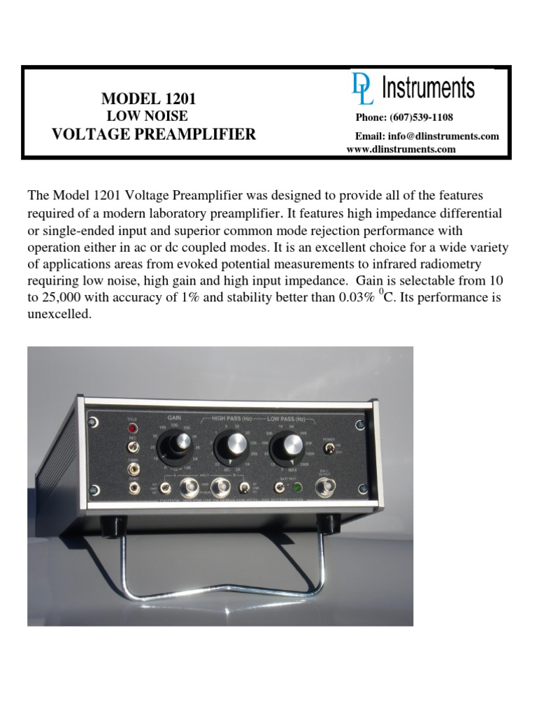 MODEL 1201 Voltage Preamplifier: Low Noise | PDF | Alternating Current ...