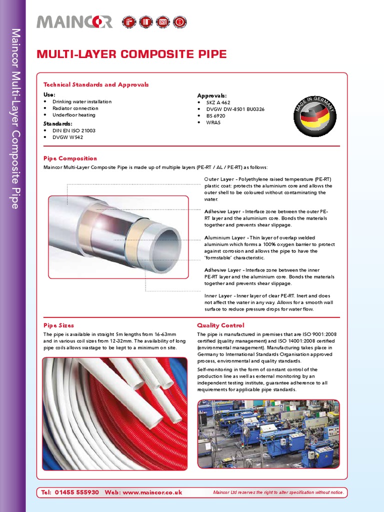 Maincor MLC Pipe | PDF | Pipe (Fluid Conveyance) | Temperature