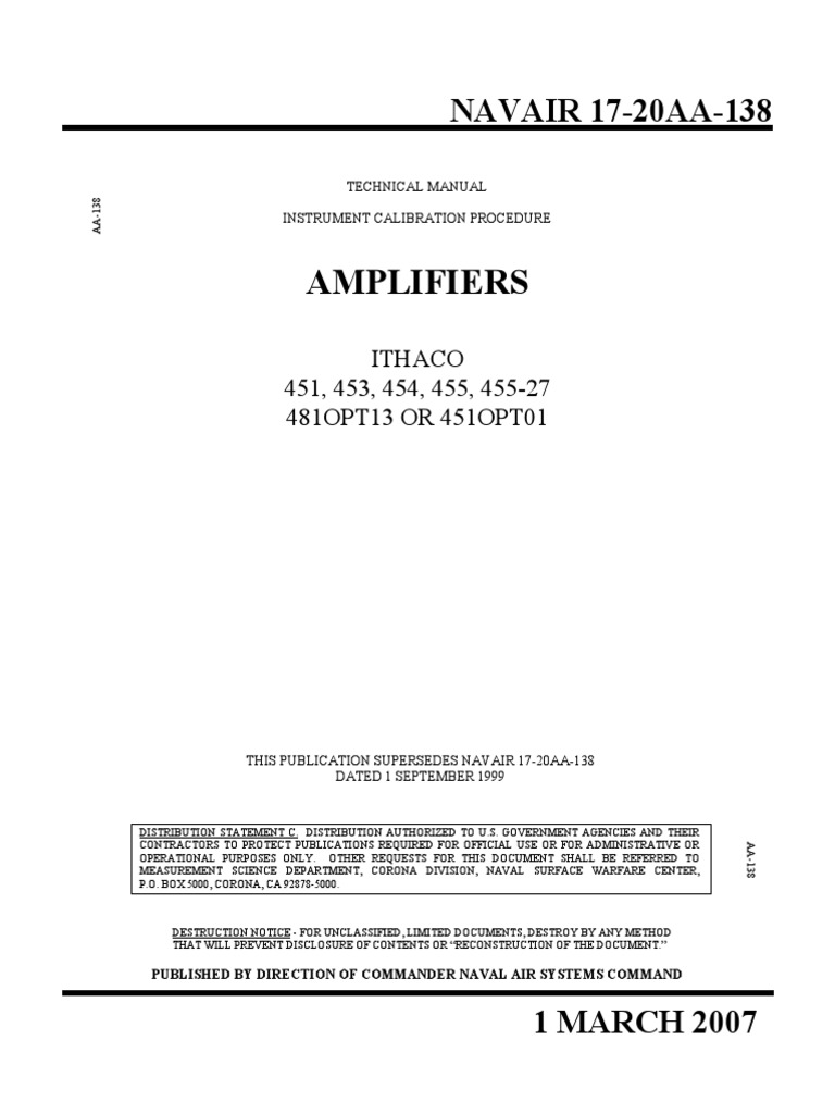 Amplifier Calibration Procedure NAVAIR 17-20AA-138 | PDF | Calibration ...