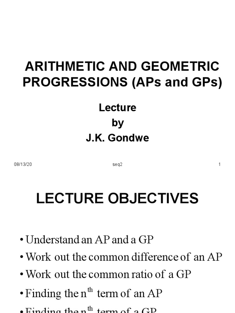 2 Arithmetic and Geometric Progressions (APs and GPS) | PDF | Mathematical Structures | Arithmetic