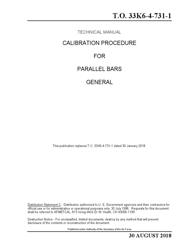 Calibration Procedure FOR Parallel Bars General: Technical Manual | PDF ...