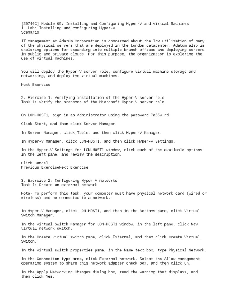 Lab 5 Server 2016 | PDF | Hyper V | Computer File