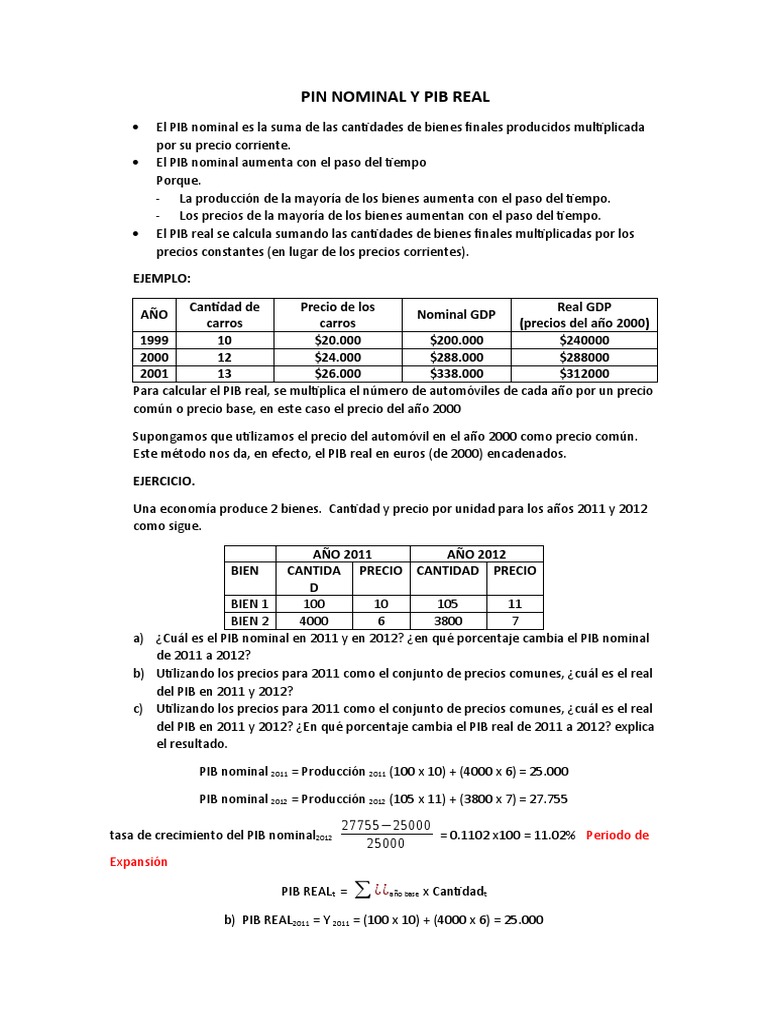 Pib Nominal y Pib Real | PDF | Producto Interno Bruto | Crecimiento económico