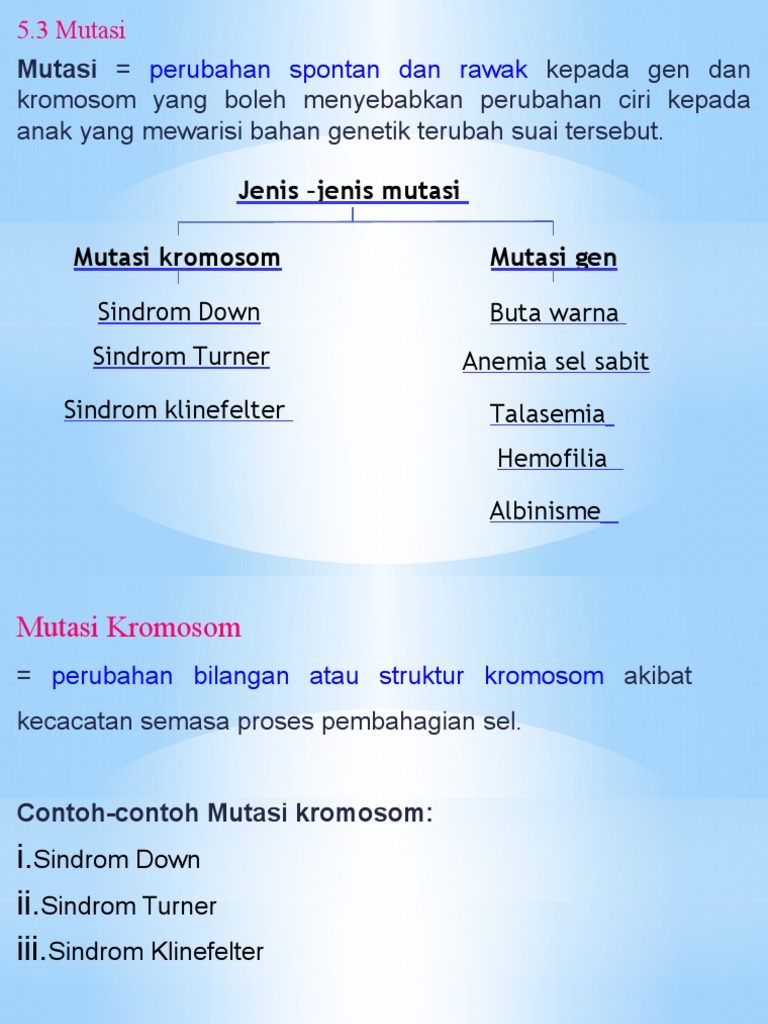 Perubahan Spontan Dan Rawak: Jenis - Jenis Mutasi Mutasi Kromosom ...