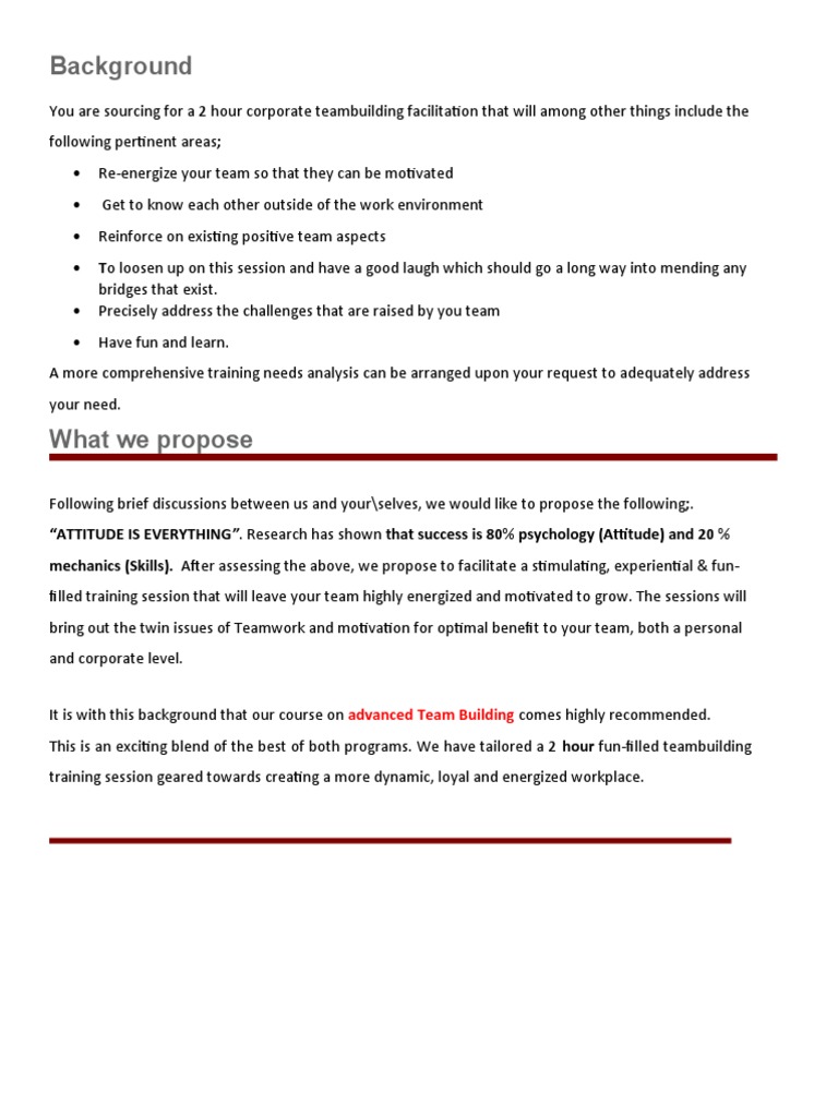 Re-Energizing the Team: A Fun-Filled 2 Hour Corporate Teambuilding ...