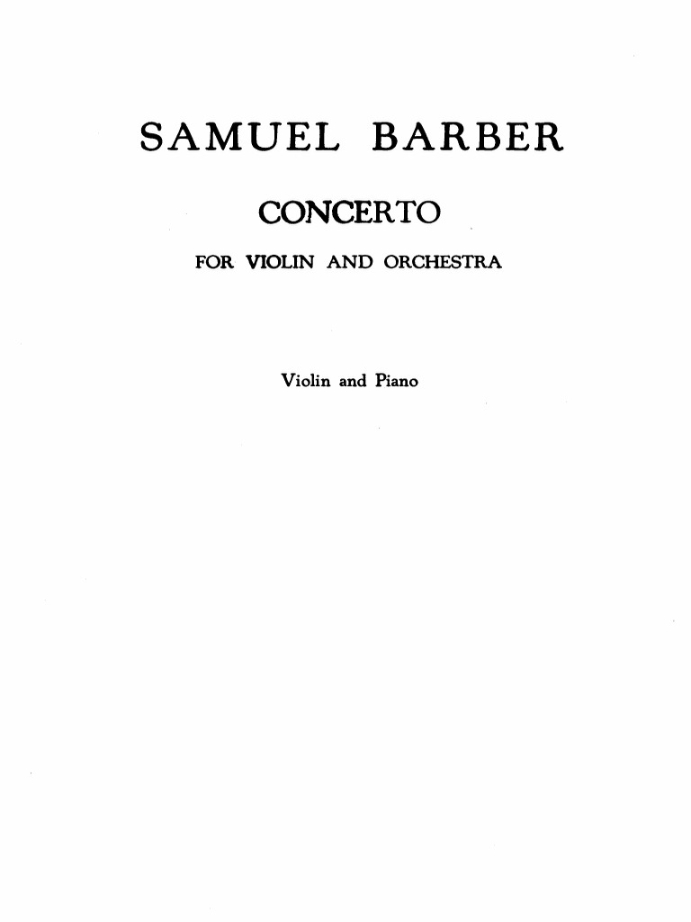 Violin Concerto Samuel Barber And Piano Pdf Pdf