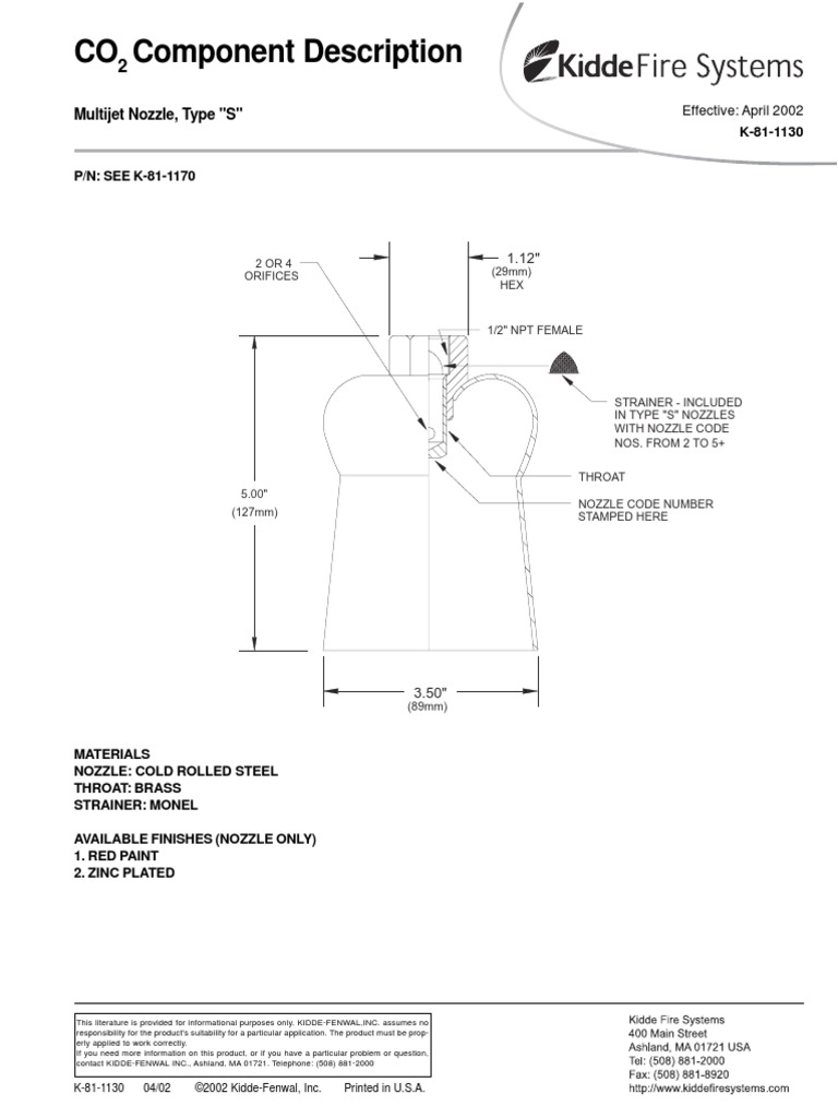 CO Component Description: Multijet Nozzle, Type "S" | PDF | Industrial ...