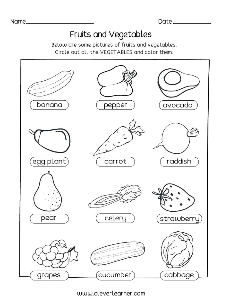 Fruit or Vegetable Pre K Worksheet | PDF