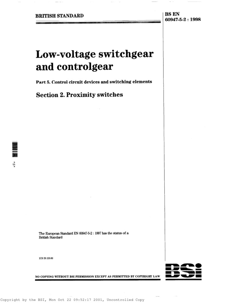 IEC 60947-5-2-1998 - Low-Voltage Switchgear and Controlgear - Control Circuit Devices and ...