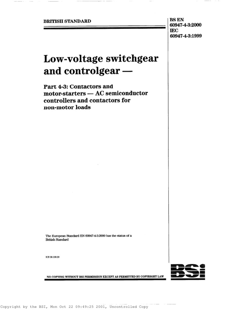IEC 60947-4-3-1999 - Low-Voltage Switchgear and Controlgear - Contactors and Motor-Starters - AC ...