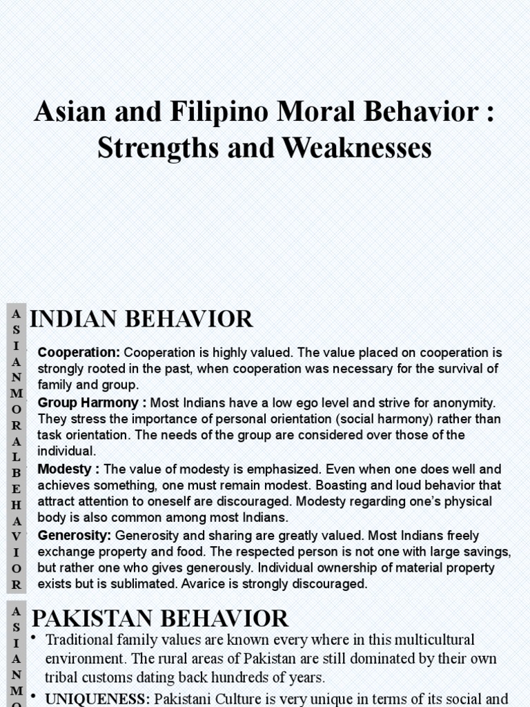 Filipino and Asian moral behavior strengths and weaknesses under 40 ...
