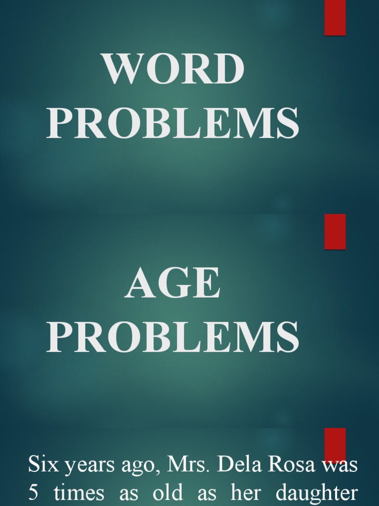 Word Problems - Age | PDF