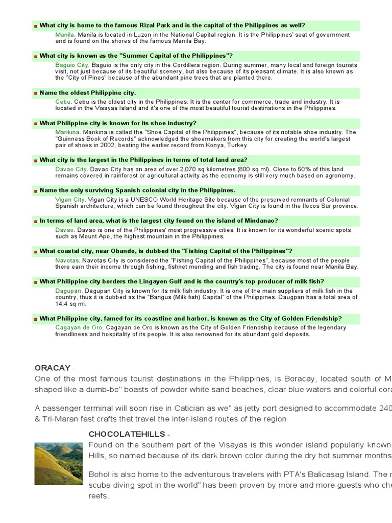 Trivia Questions | PDF | Philippines | Mindanao