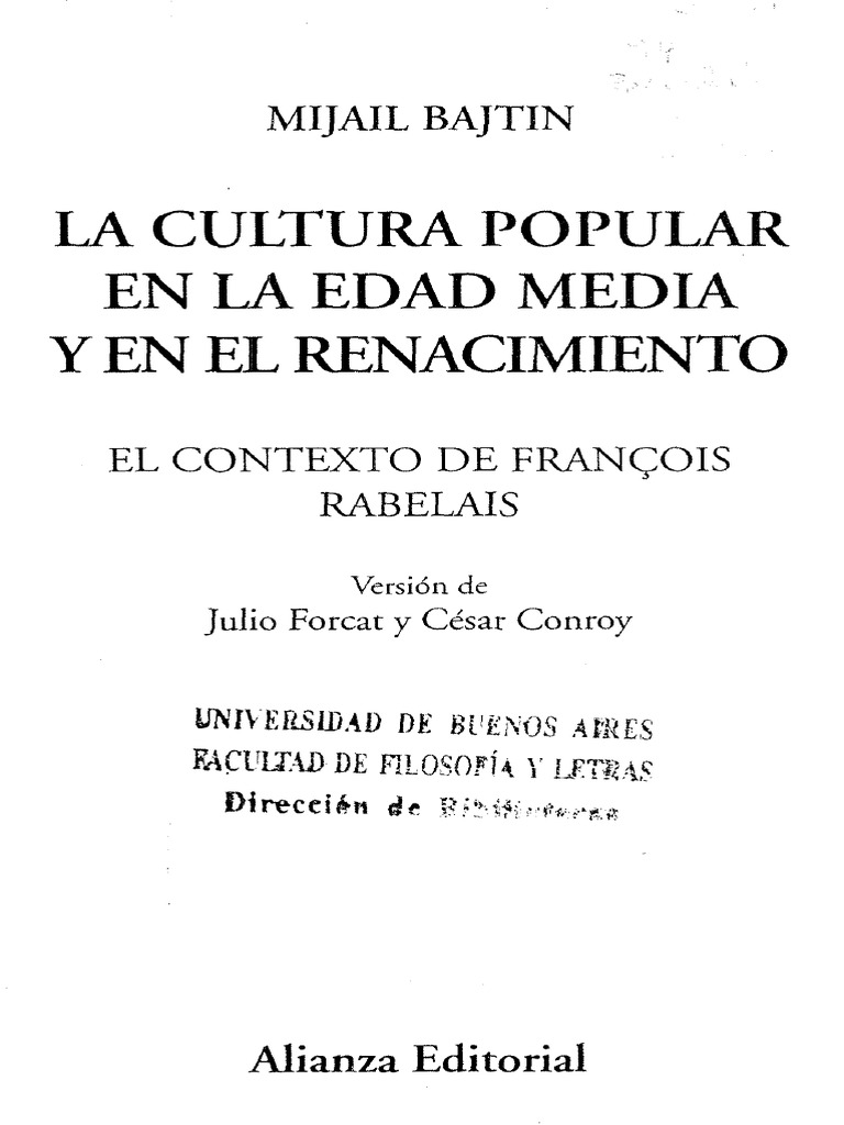 Bajtin - La Cultura Popular en La Edad Media y en El Renacimiento pp.7-47 | PDF | La risa | Carnaval