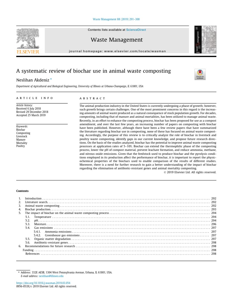A Systematic Review of Biochar Use in Animal Waste Composting | PDF ...