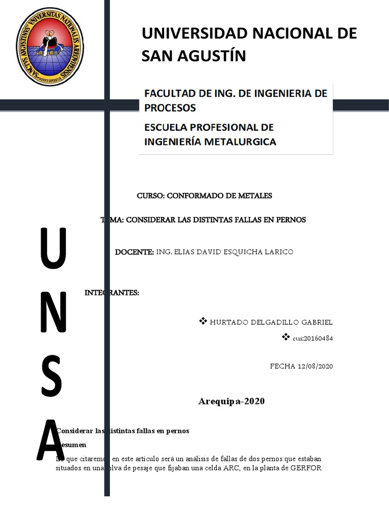Analizar Las Diferentes Fallas Que Pueden Ocurrir en Un Perno | PDF ...