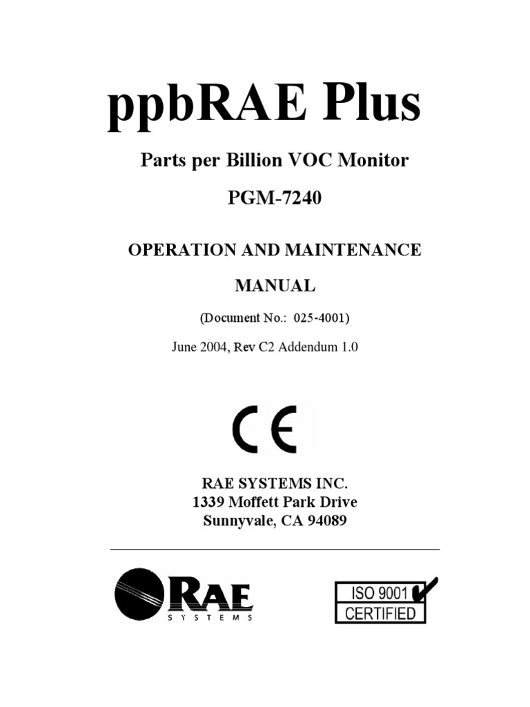 Ppbrae Plus: Parts Per Billion Voc Monitor Pgm-7240 | PDF | Menu ...