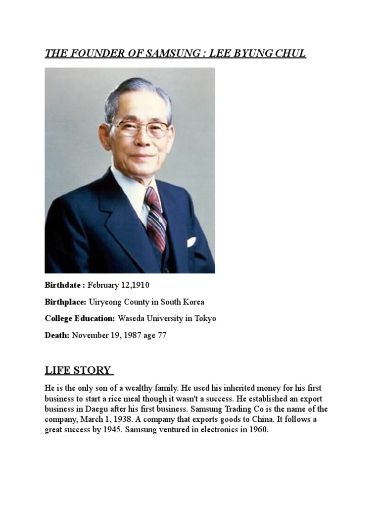 The Founder of Samsung, Lee Byung Chul | PDF