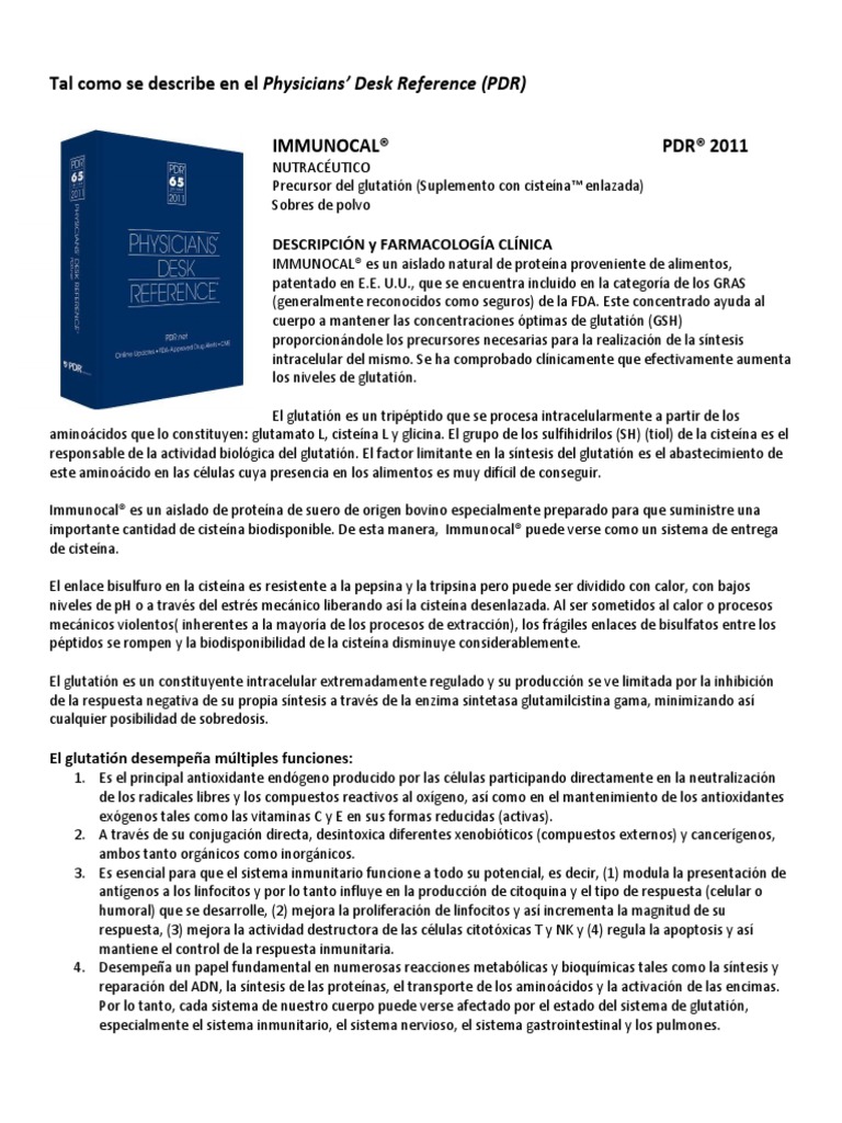 PDR-Libro-Médico-Respaldo-Immunocal.pdf | PDF | Glutatión | Sistema inmune