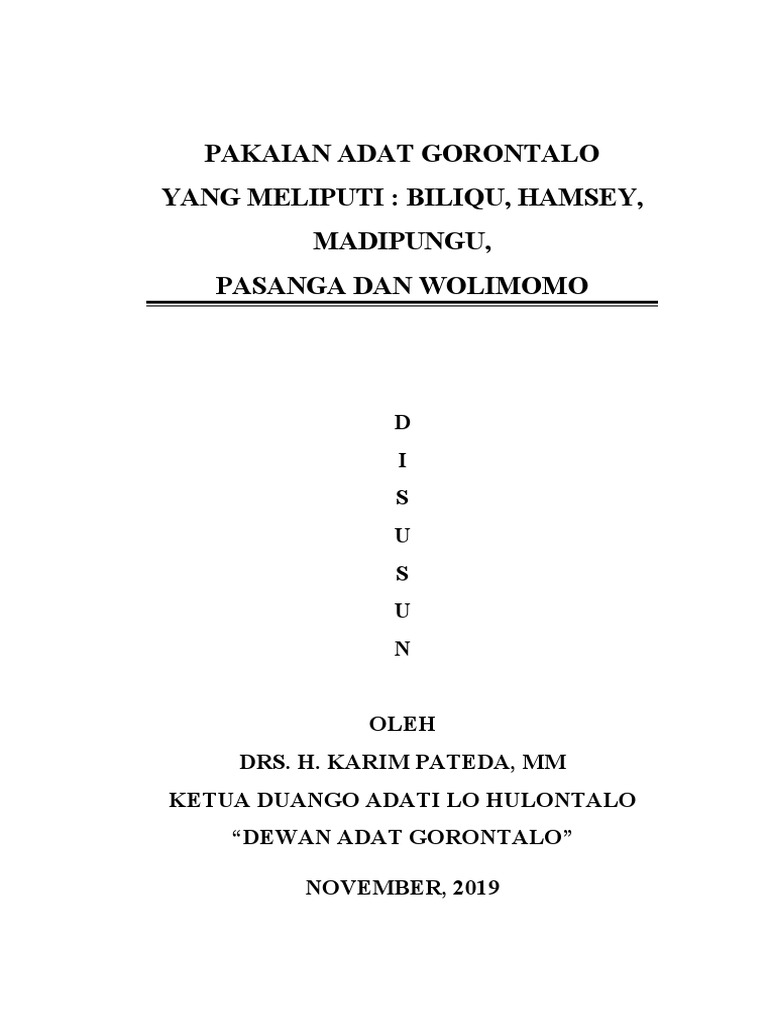 Pakaian Adat Gorontalo | PDF