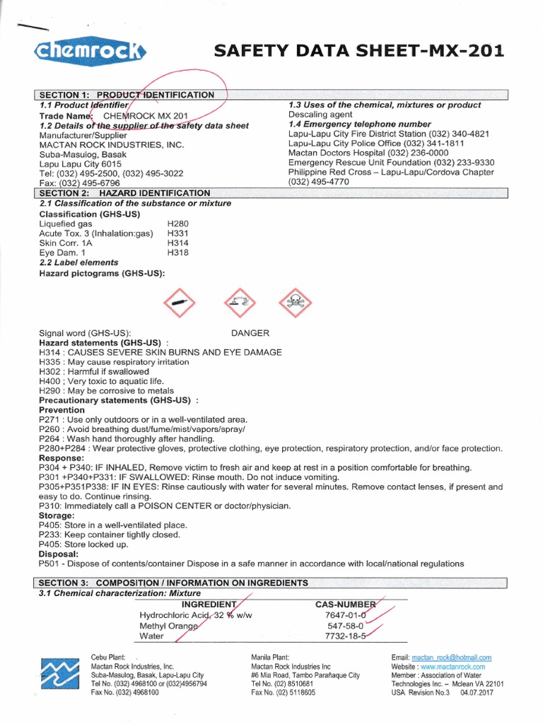 SDS Chemrock 201 PDF | PDF | Safety | Occupational Safety And Health