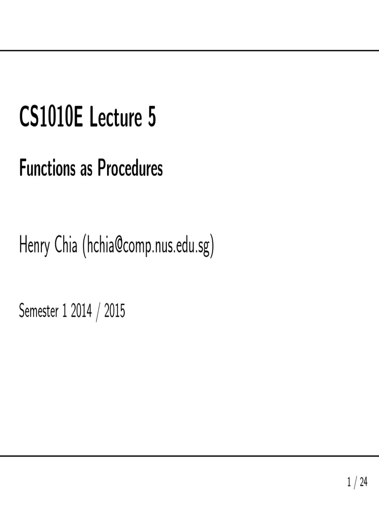 Lecture 05 | PDF | Parameter (Computer Programming) | Subroutine