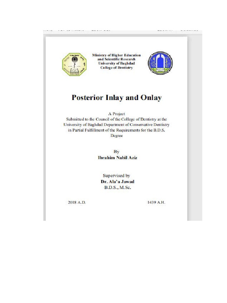 INLAY DAN ONLAY POSTERIOR Ibrahim Nabil | PDF