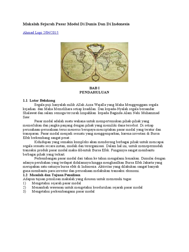 Makalah Sejarah Pasar Modal Di Dunia Dan | PDF