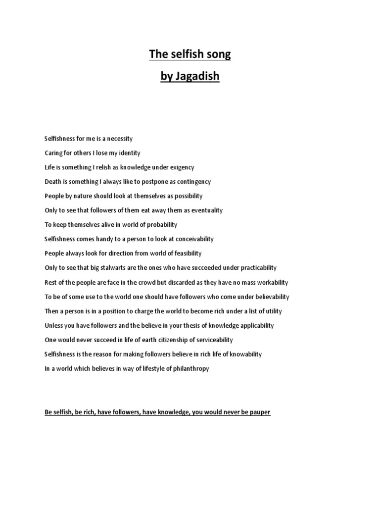The Selfish Song | PDF | Psychological Concepts