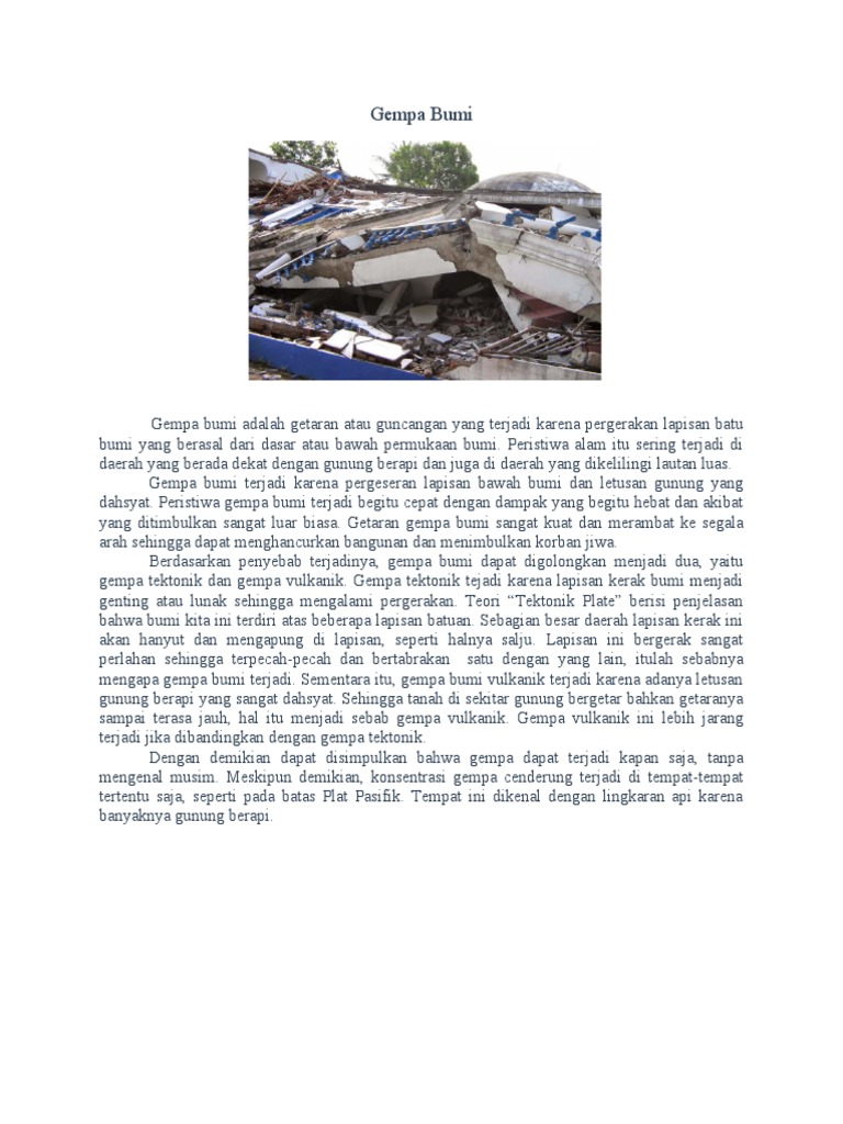 Teks Eksplanasi Gempa Bumi | PDF