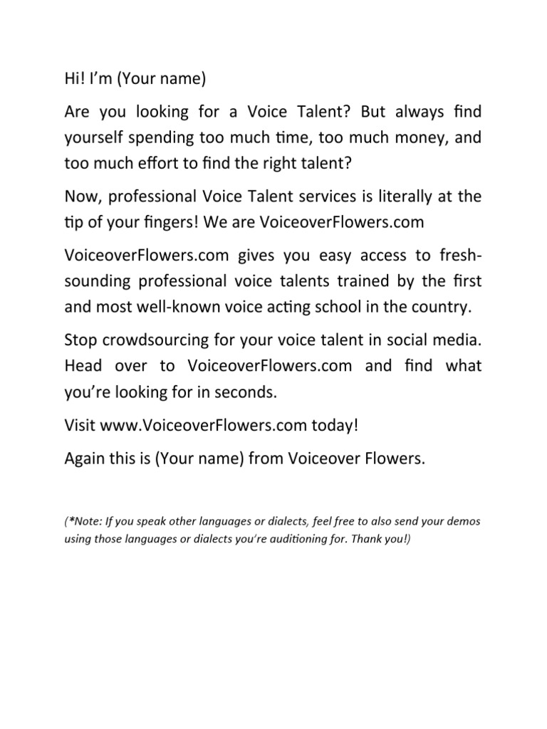 Vof Script Vo Official - For Voice Filing | PDF