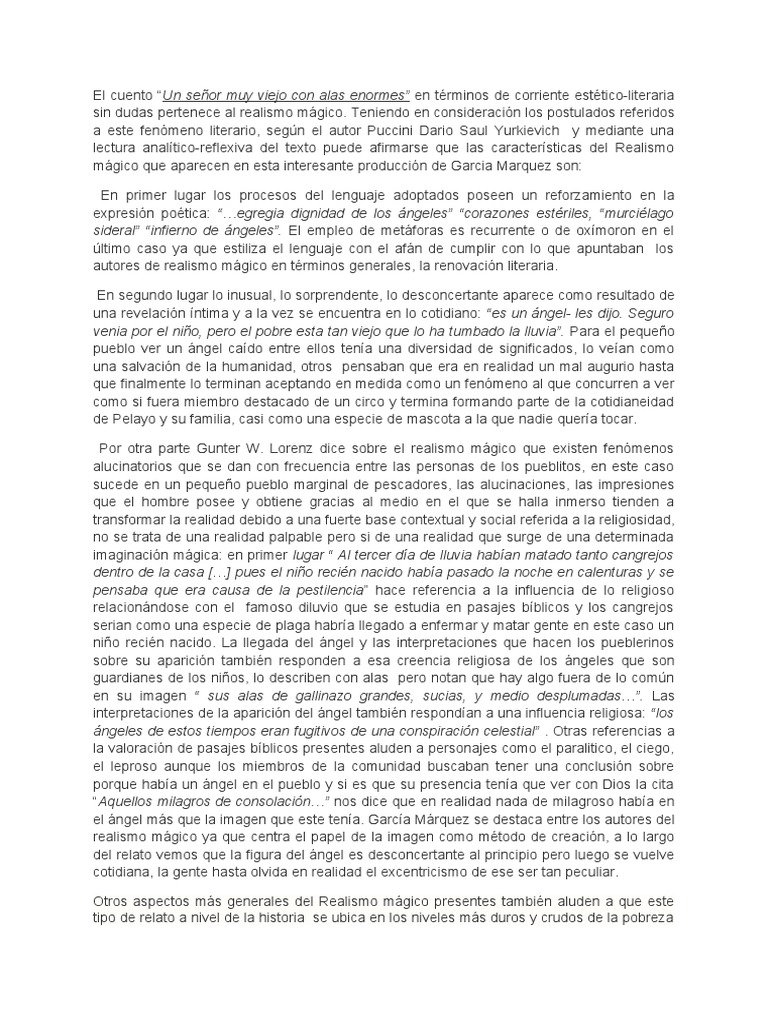 Realismo mágico en Un señor muy viejo con alas enormes | PDF | Fantasía