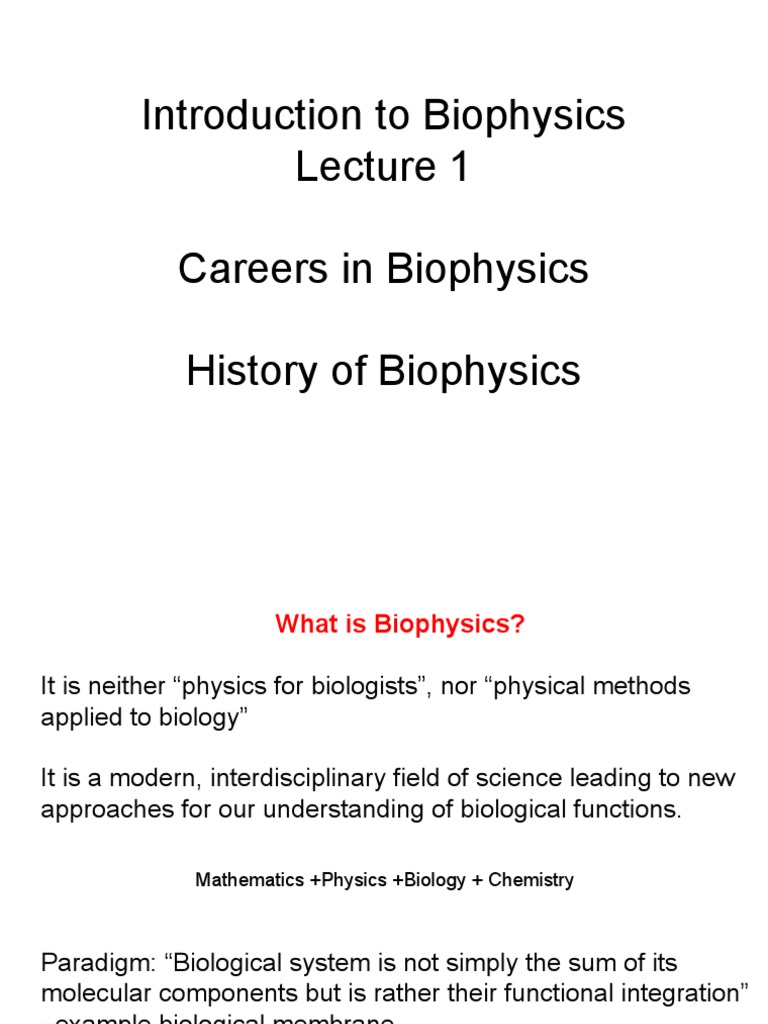 Introduction to Biophysics Overview | PDF | Biophysics | Second Law Of ...