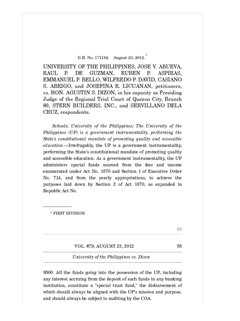 UP v. Dizon | PDF | Judgment (Law) | Certiorari