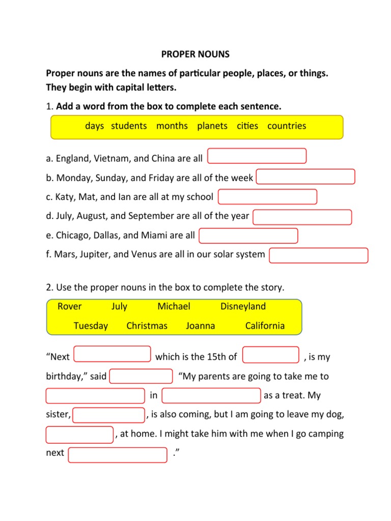 Proper Nouns Proper Nouns Are The Names of Particular People, Places ...