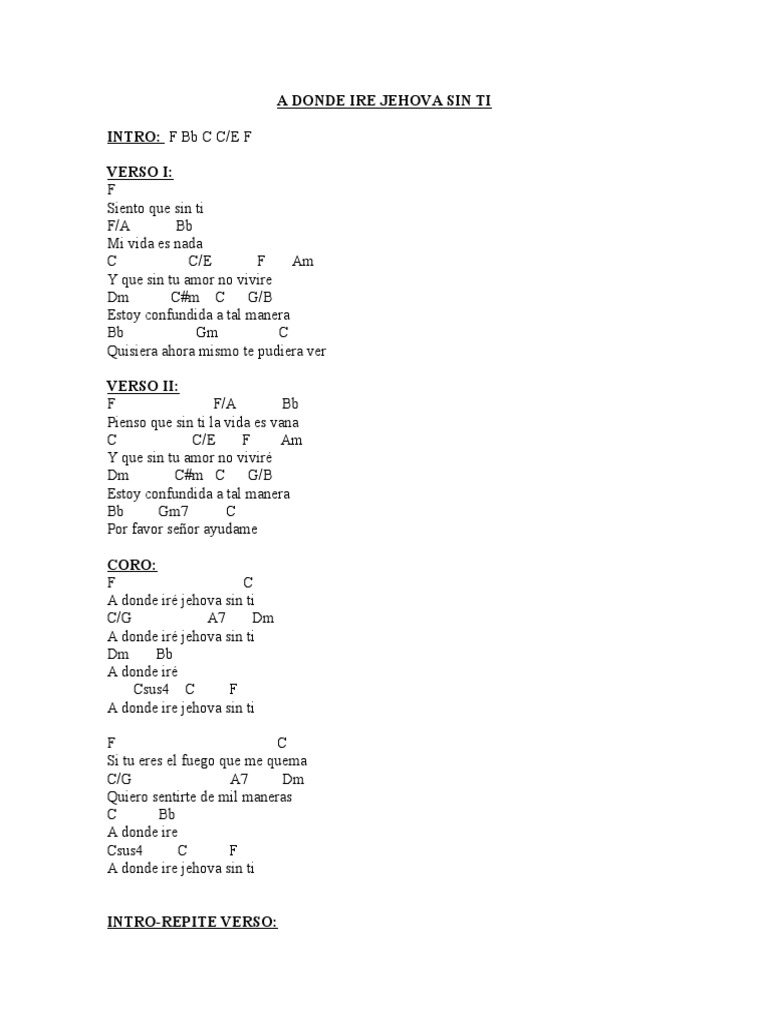 A Donde Ire Jehova Sin Ti-Chords | PDF