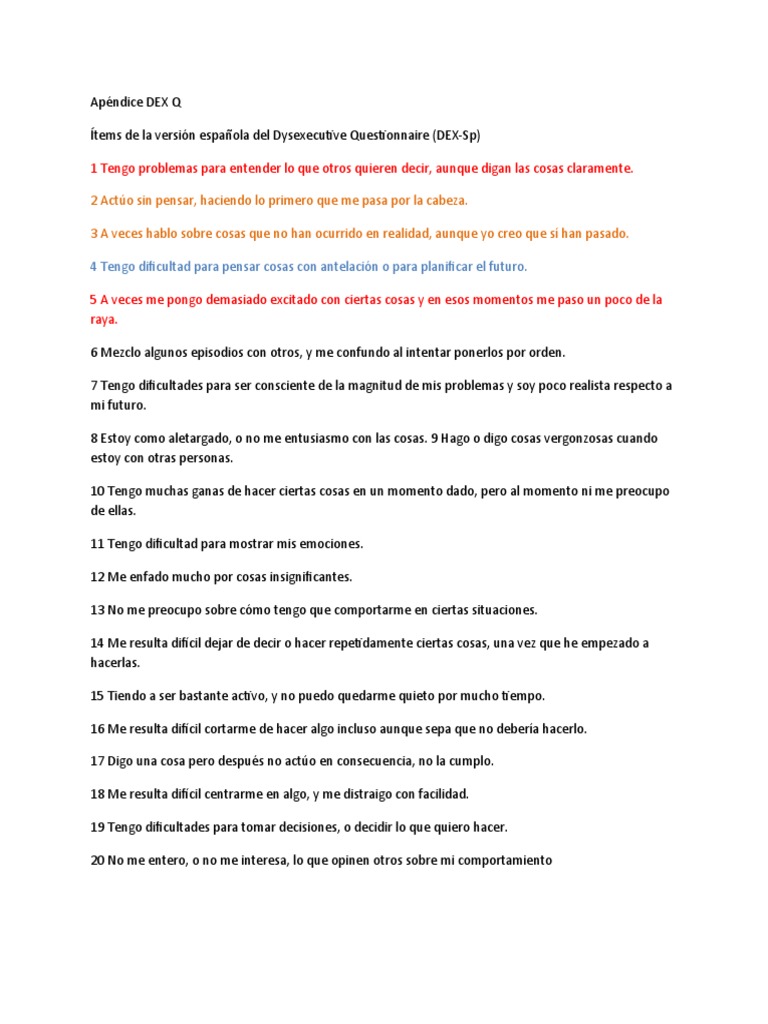 DEX-Q Version Espanola | PDF