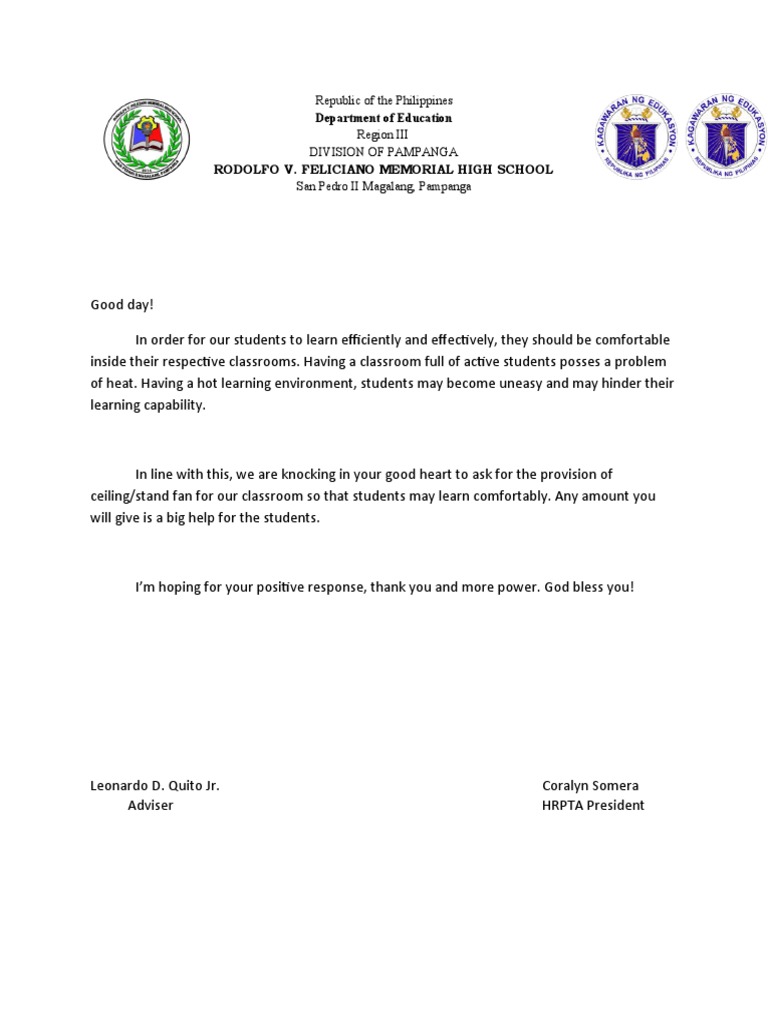 Letter For Hrpta Project | PDF
