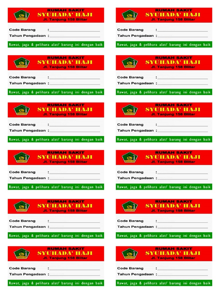 Sticker Inventaris | PDF