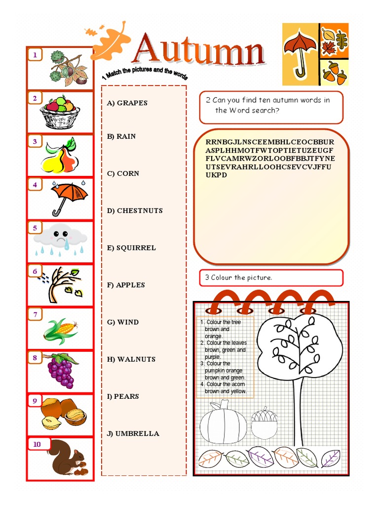 A) Grapes: 2 Can You Find Ten Autumn Words in The Word Search ...