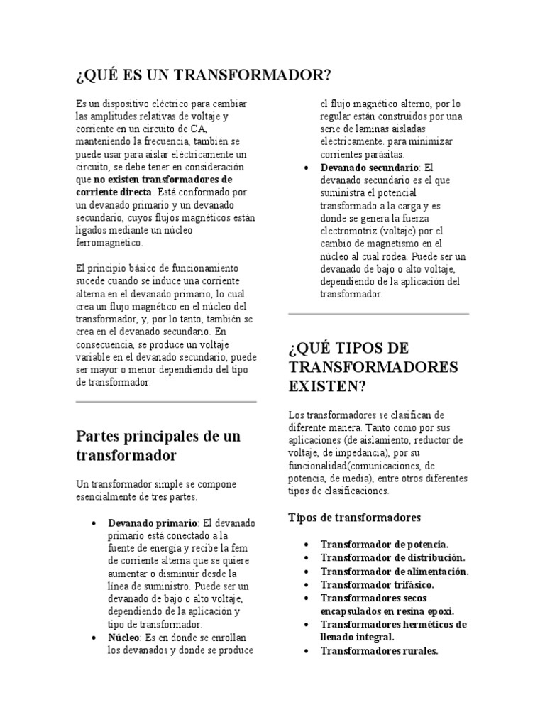 Qué Es Un Transformador | PDF | Transformador | Inductor