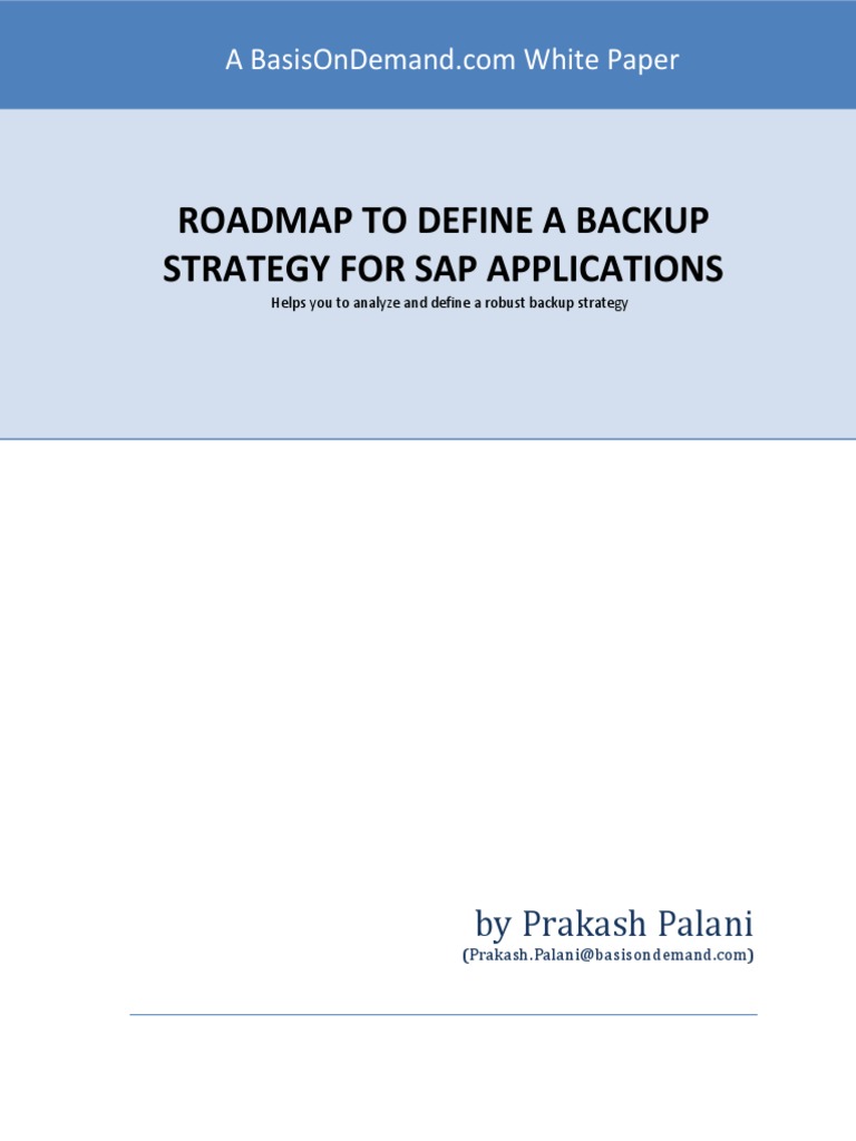 Roadmap To Define A Backup Strategy For Sap Applications: by Prakash ...