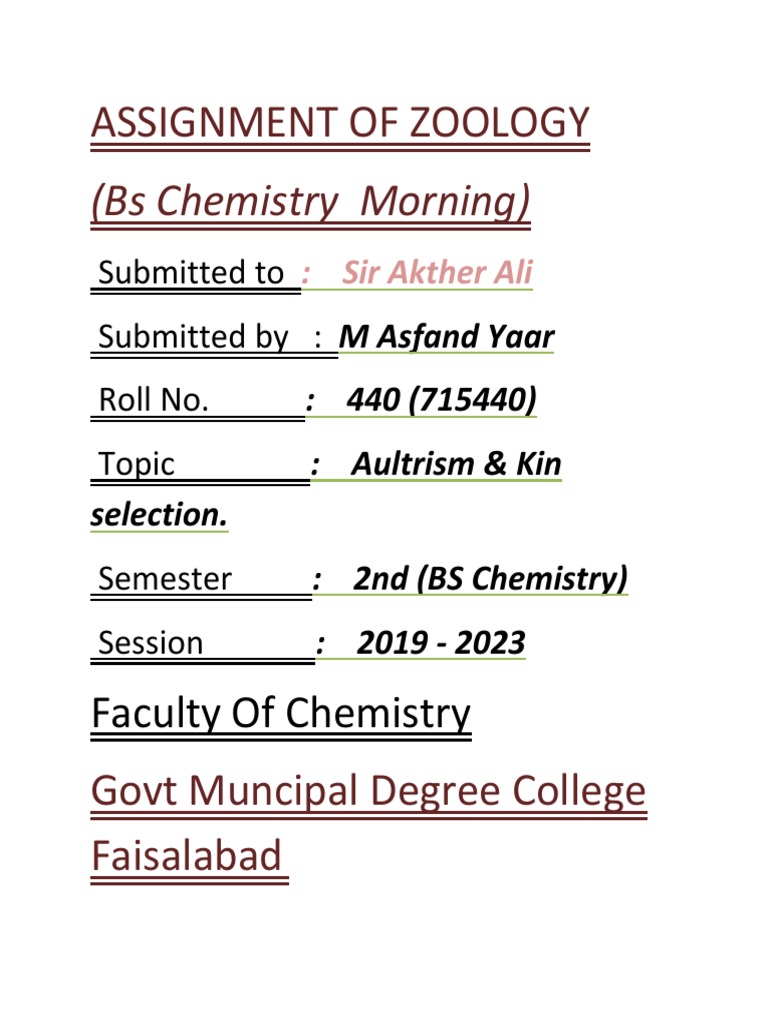 Assignment of Zoology PDF | PDF | Altruism | Biological Evolution